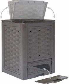 Zahradní kompostéry 3 ks hnědé 60x60x83 cm 900 l plast ratan 278918