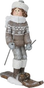 Lyžující dekorativní chlapec 16 cm