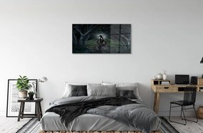 Obraz na skle strom formu temného lesa 125x50 cm