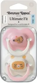 Tommee Tippee Ultimate Fit DECO silikonový dudlík 18-36 m GIRL 2ks - v