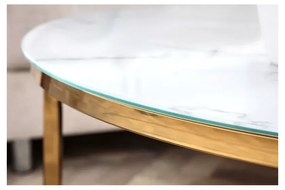 Massive home | Konferenční stolek ELEGANCE GOLD X 80 CM bílý mramorový vzhled