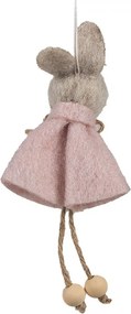 Růžový plstěný závěsný velikonoční králíček Magiccal - 6*3*13 cm