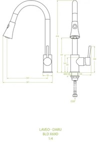 Laveo Daru, kuchyňská baterie stojící h-410, béžová, LAV-BLD_469D