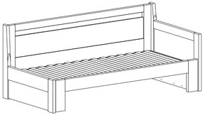 BMB Postel Tandem PLUS s pravou područkou - masivní buk Moření: Vosk, Provedení: oblé, Rozměr: 90/170 x 200 cm