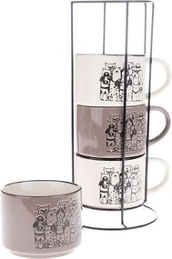 Sada 4 ks keramických hrnků PSÍ SMEČKA ve stojanu 300 ml