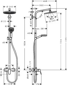 Hansgrohe Crometta - Sprchový set Showerpipe S 240 s baterií | chrom