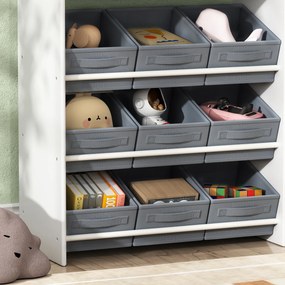 AIYAPLAY Dětský regál na hračky s 11 látkovými boxy, horní přihrádky, 3 samolepky, dětský regál s přihrádkami do dětského pokoje, mateřské školy, 105…