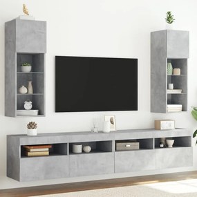 TV skříňky s LED osvětlením 2 ks betonově šedé 30,5x30x90 cm