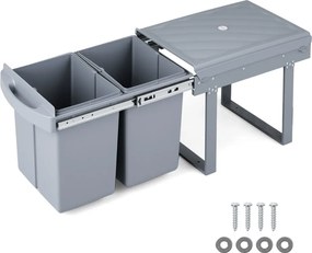 Costway Kuchyňský odpadkový koš s 2 přihrádkami Výsuvný kuchyňský odpadkový koš