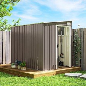 Outsunny Kovový sklad nářadí 2,81 m² 154x206,5x181 cm Nářaďový přístřešek se skloněnou střechou, základna 845-983V00LG