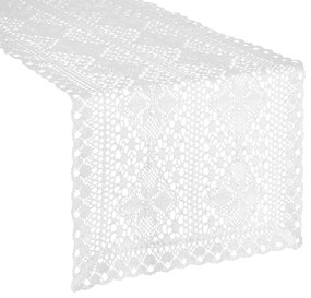 EUROFIRANY AŽUROVÝ BĚHOUN NA STŮL MARY 40X180 CM BÍLÝ