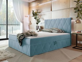 Moderní boxspring postel Silena 180x200cm, modrá Magic Velvet