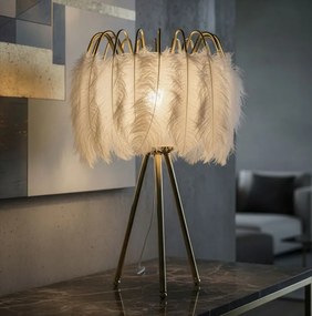 Stolní lampa Feather Stand 60 cm bílo-zlatá