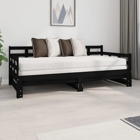 Výsuvná postel černá masivní borovice 2x (90 x 190) cm,  820386