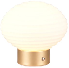 Stmívatelná LED stolní lampa v bílé a zlaté barvě se skleněným stínidlem (výška 14,5 cm) Earl – Trio