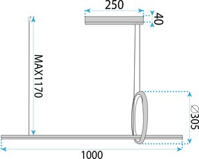 Toolight Toolight, LED závěsné osvětlení 100cm, 25W, 3000K, 2000lm, LHJ111-CP C, zlatá matná, OSW-50071