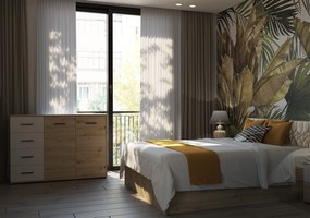 IDZ Komoda MARSYLIA 2D4S 01, 135 cm Bílá/Dub Artisan