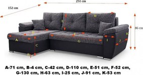 Casarredo - Komfort nábytek Rohová sedací souprava PETER rozkládací s úložným prostorem, Soft17/Lawa17