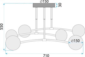 Toolight Toolight, stropní svítidlo 6xE27 APP1577-5C, zlatá lesklá, OSW-03605