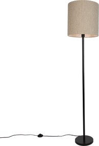 Moderní stojací lampa černá s béžovým buklé stínidlem 40 cm - Simplo