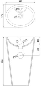 Mexen Orkla, volně stojící umyvadlo 50x38x81,5 cm, bílá lesklá, 26065000