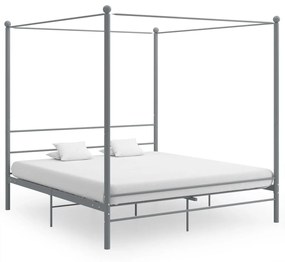 Rám postele s nebesy šedý kovový 180 x 200 cm - Default Title