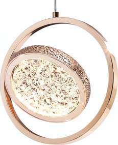 Toolight Toolight, křišťálové závěsné svítidlo 8W, 3000K, 500lm, LHJ106-1CP, růžové zlato, OSW-50070
