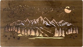 Li-Go "Hory" světelný obraz s baterií a pohybovým čidlem 80x45 cm provedení povrchu: jedle