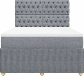 Box spring postel s matrací světle šedá 140 x 190 cm textil 3292058