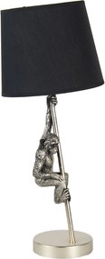 Stříbrno černá stolní lampa s opicí - Ø 20*49 cm E27