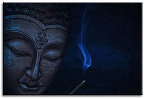 Malvis ® Obraz meditující Buddha - modrý Velikost (šířka x výška): obdélník - 120x80 cm