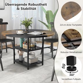 Costway Φ 120 cm Kulatý jídelní stůl pro 4-6 osob Dvoubarevný s kovovým rámem