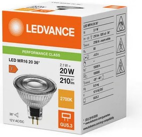 LED žárovka GU5,3 MR16 LEDVANCE 2,1W (20W) teplá bílá (2700K), reflektor 12V 36°