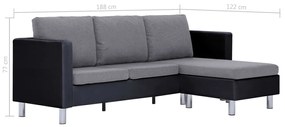 vidaXL 282204 Marketos 3-Seater Sofa with Cushions Black Faux Leather