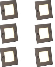 Sada 6 moderních zapuštěných bodových svítidel ocel vč. LED - Square 7