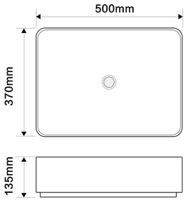 Erga Madalyn, umyvadlo na desku 500x370x135 mm, bílá lesklá, ERG-V03-9674-WH