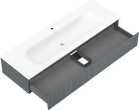 Mexen Rivel, koupelnová skříňka 140 cm s umyvadlem Vela, 1 zásuvka, drážkovaná, grafitová matná/bílá matná, 91A20-14023-1-BF66-W23M0