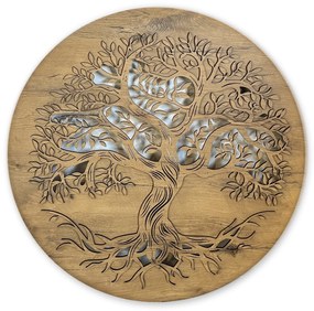 Li-Go "Strom života reliéf" Dřevěný obraz s hloubkou 23 mm Provedení rámu, povrchu: dub světlý, rozměr obrazu: 70 cm