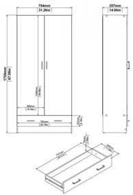 Šatní skříň Sid 80 x 36 x 170 cm, dub sonoma