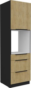 CREMONA cc | vysoká skříňka 60 DPS-210 3S1F na vestavnou troubu | PREMIUM BOX | 60 cm | černá/cremona