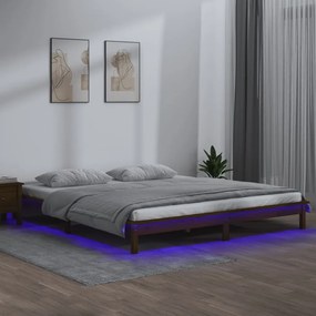 Rám postele LED medově hnědý 180x200cm Super King masivní dřevo