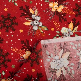 Biante Bavlněný závěs Sandra SA-714 Vánoční cesmíny na červeném 150x250 cm