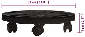 Vozíky na rostliny na kolečkách 5 ks průměr 30 cm černé 170 kg,  3143917