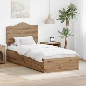 Rám postele s čelo Artisanový dub 90 x 200 cm Kompozitní dřevo 3413656