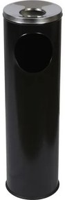 Alda  Kovový odpadkový koš Pillar s popelníkem, objem 15 l, černý