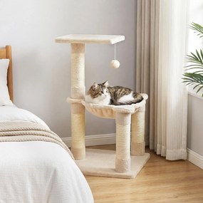 Costway 64 cm Škrabací sloupek Sledovací místo Houpací síť Sisal