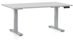 Výškově nastavitelný stůl OfficeTech D, 120 x 80 cm, šedá podnož, světle šedá