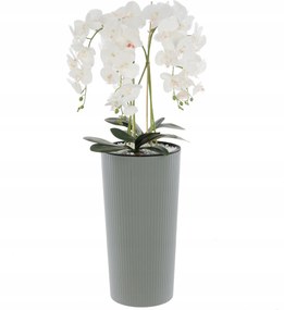 Orchidej umělá kytice bílé květy H 107,5 cm květináč šedý s drážkami