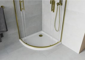 Mexen Rio sprchový kout půlkruhový 90 x 90 cm, transparentní, zlatý + vanička Flat, bílá - 863-090-090-50-00-4110G