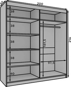 ADRK Furniture Posuvná skříň Atson 200
